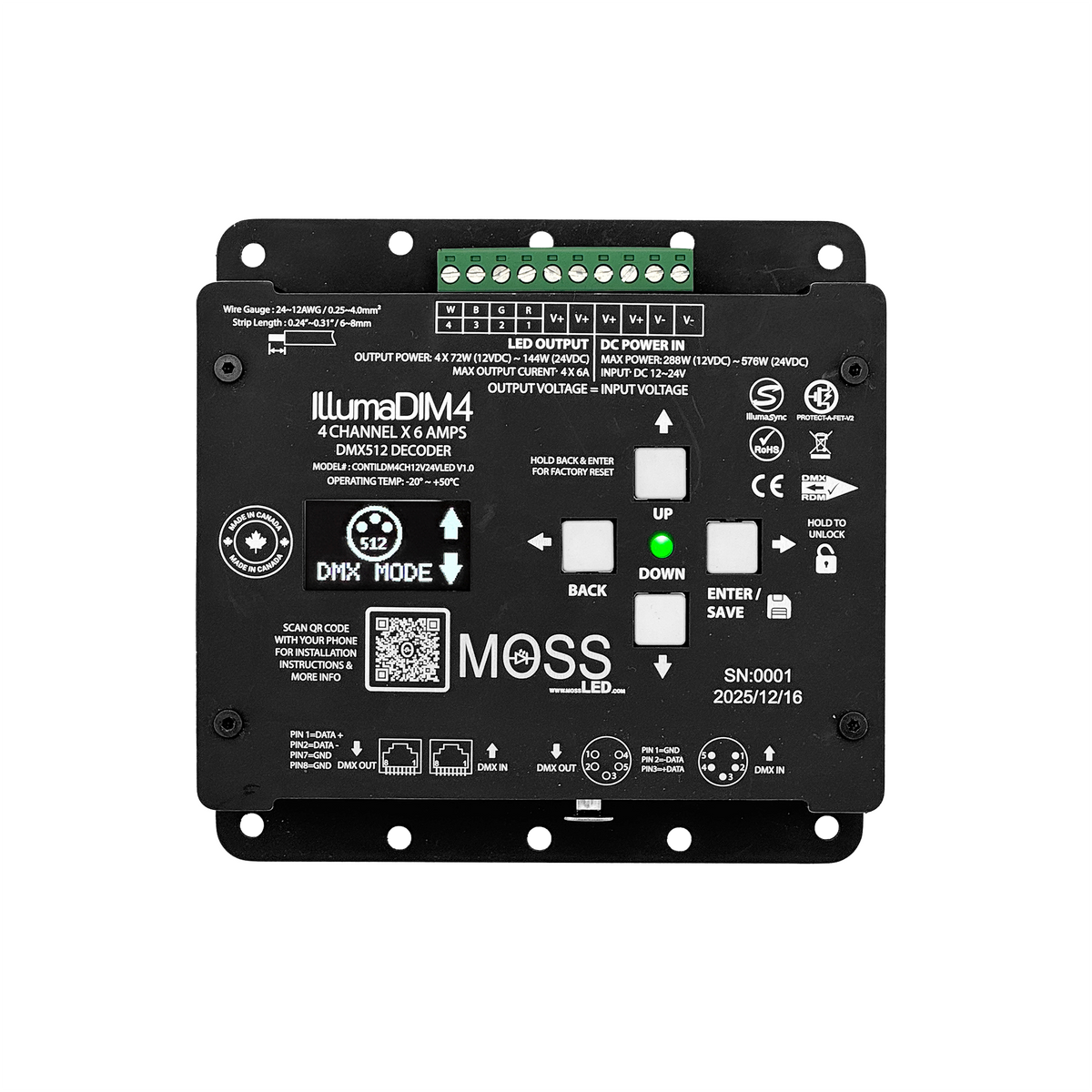 IllumaDIM™ 4 - 4-Channel DMX Dimmer — Moss LED